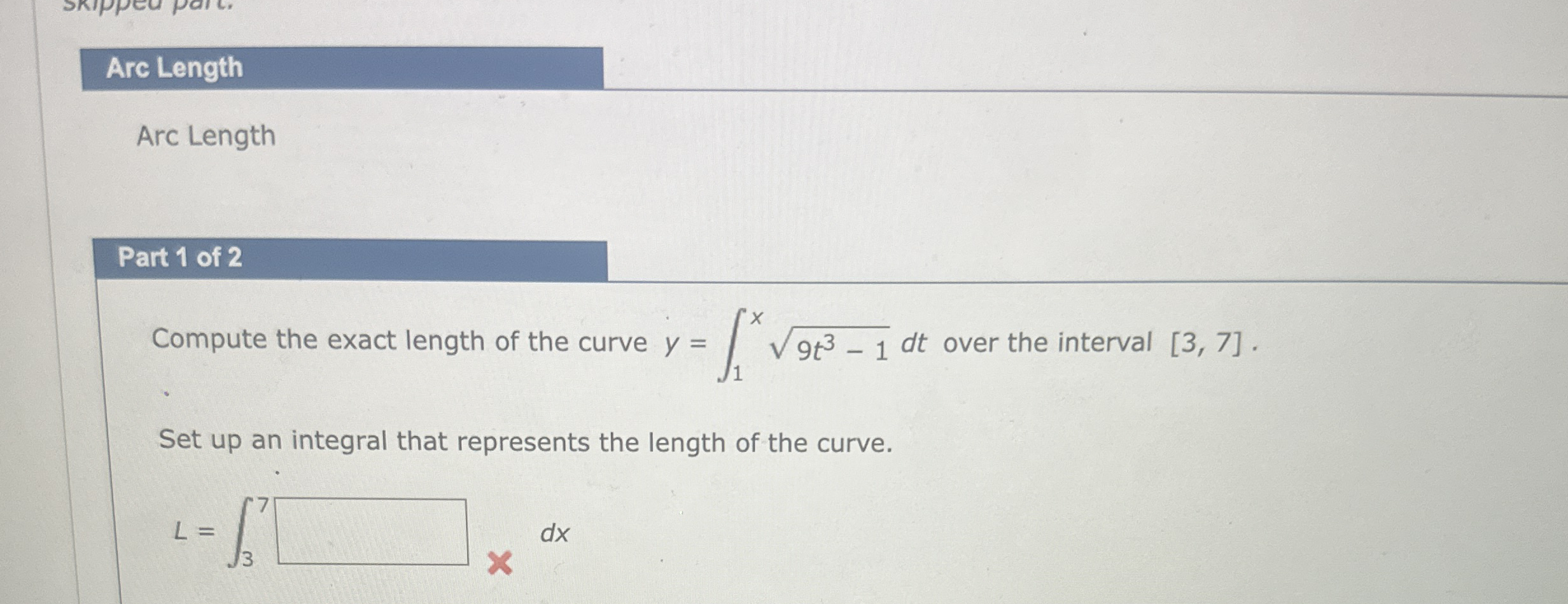 Arc LengthArc LengthPart 1 ﻿of 2Compute the exact | Chegg.com