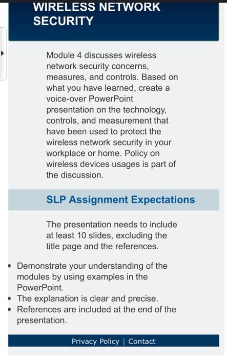 Solved SECURITY Module 4 discusses wireless network security | Chegg.com