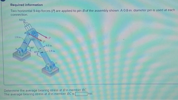 Solved Two horizontal 9-kip forces (P are applied to pin B | Chegg.com