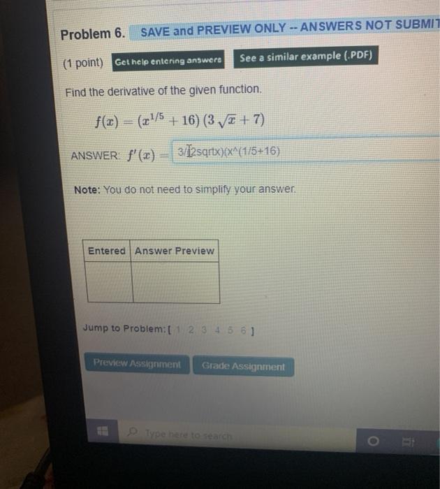 Solved Problem 6. SAVE and PREVIEW ONLY -- ANSWERS NOT | Chegg.com