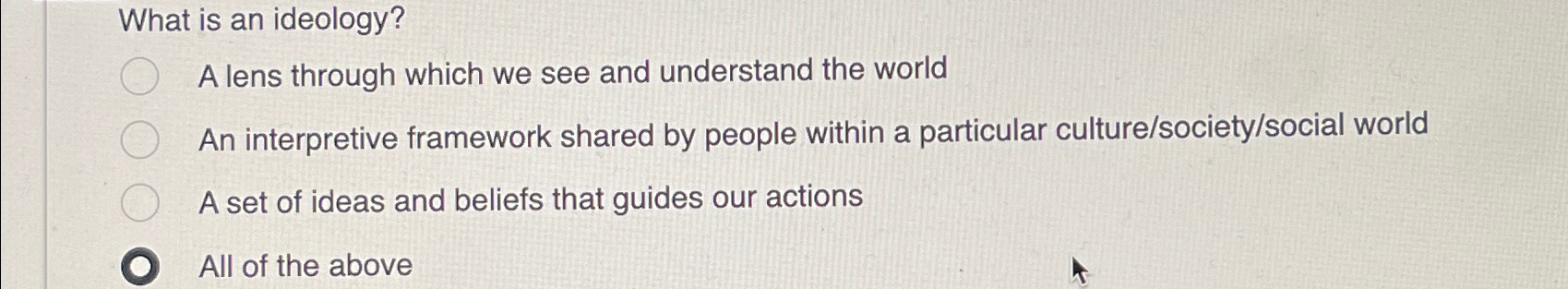 Solved What is an ideology?A lens through which we see and | Chegg.com