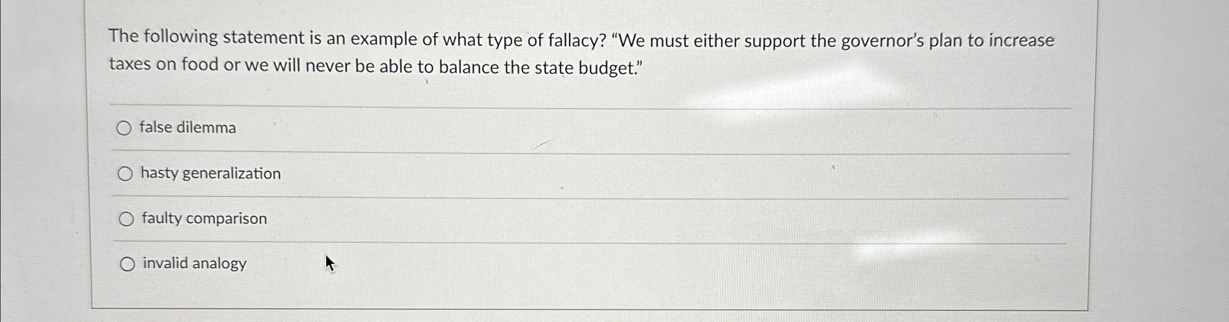 Solved The following statement is an example of what type of | Chegg.com