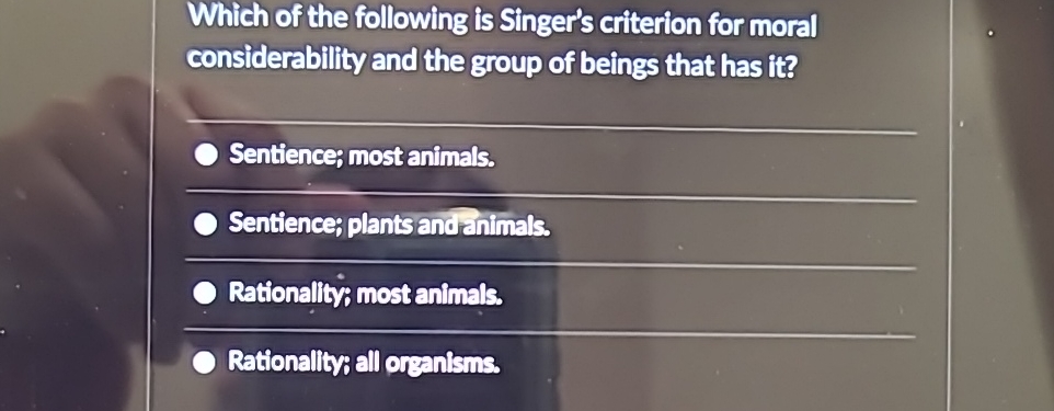 Solved Which of the following is Singer's criterion for | Chegg.com