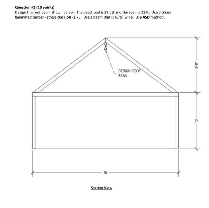 Question #2 (16 points) Design the roof beam shown | Chegg.com