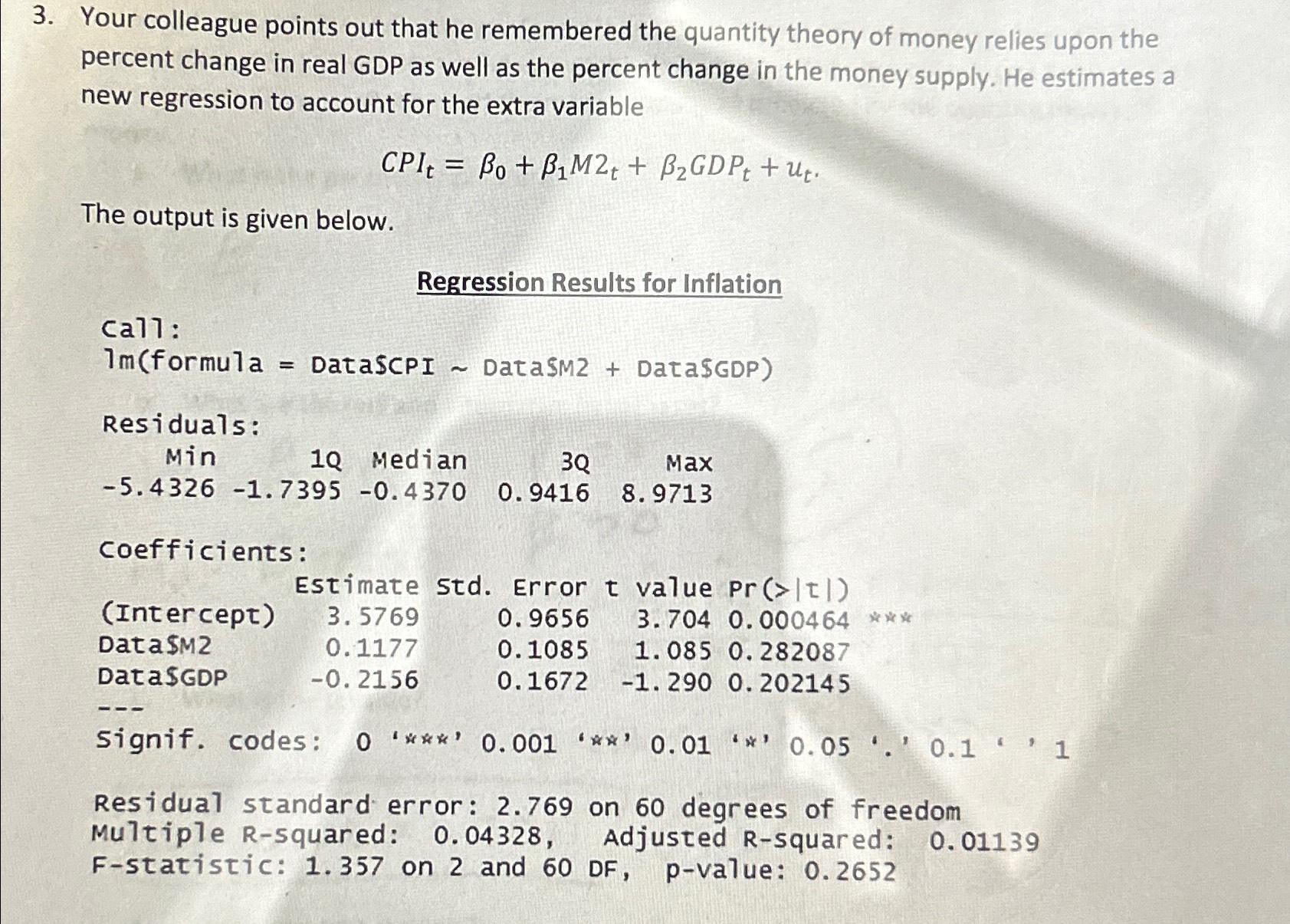 Solved Your colleague points out that he remembered the | Chegg.com