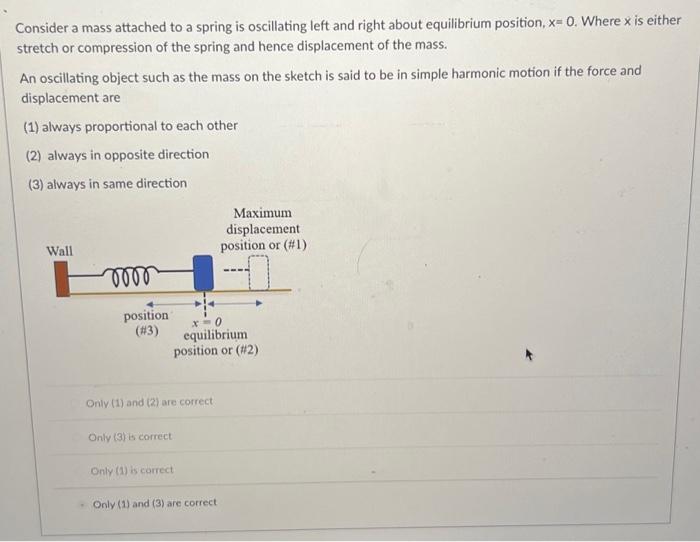 Solved Consider a mass attached to a spring is oscillating | Chegg.com