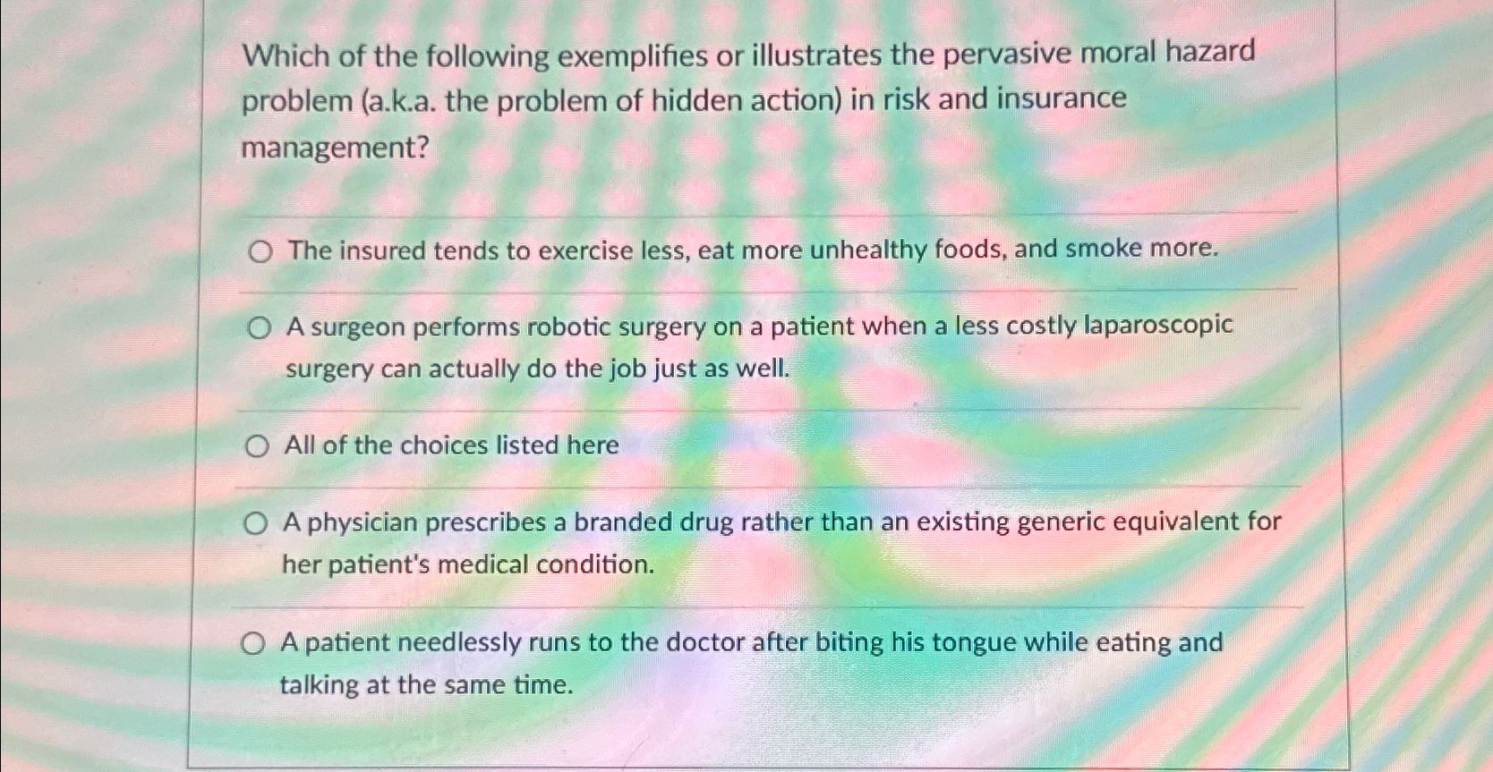 Solved Which of the following exemplifies or illustrates the | Chegg.com