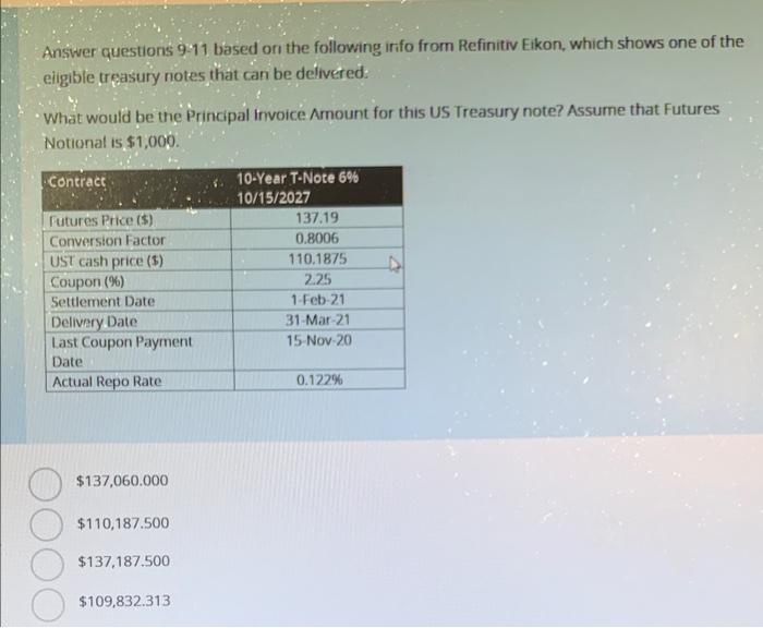 Solved Answer questions 9:11 based on the following irfo | Chegg.com