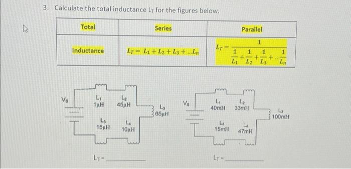 Solved 3. Calculate the total inductance LT for the figures | Chegg.com