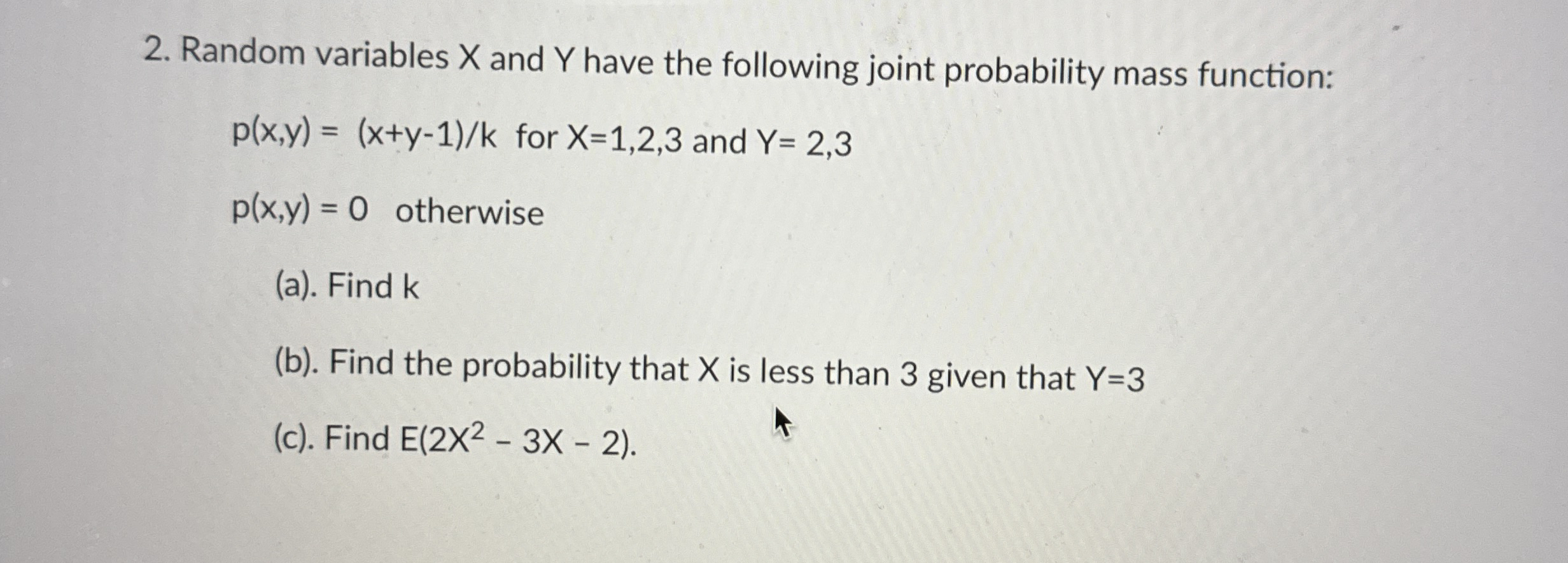 Solved Random variables x ﻿and Y ﻿have the following joint | Chegg.com