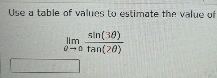 Solved Use a table of values to estimate the value of \\[ | Chegg.com