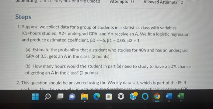 Solved 1. Suppose we collect data for a group of students in | Chegg.com