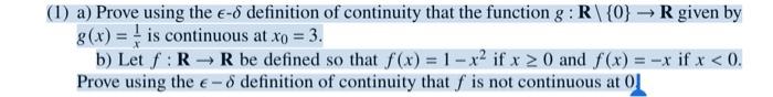 Solved 1) a) Prove using the ϵ−δ definition of continuity | Chegg.com
