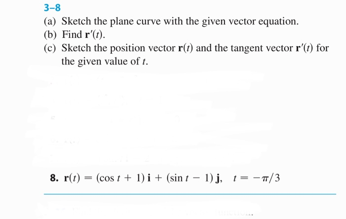 Solved 3-8 (a) Sketch the plane curve with the given vector | Chegg.com