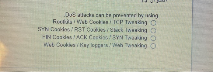 Solved DoS attacks can be prevented by using Rootkits / Web | Chegg.com