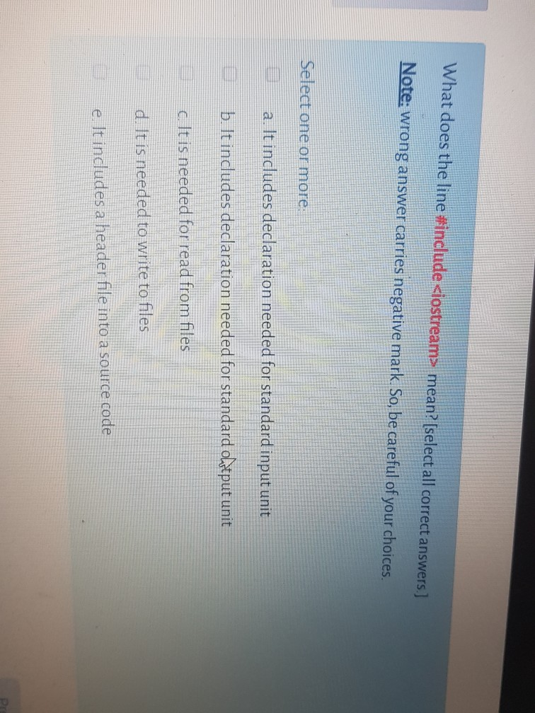 Solved What does the line #include mean? [select all | Chegg.com