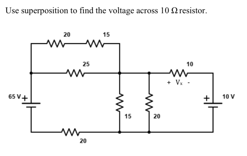 Solved Use superposition to find the voltage across 10Ω | Chegg.com