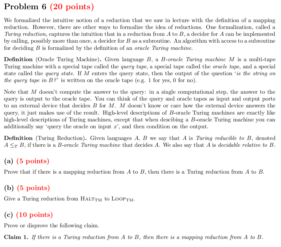 Solved Problem 6 ( 20 ﻿points)We formalized the intuitive | Chegg.com