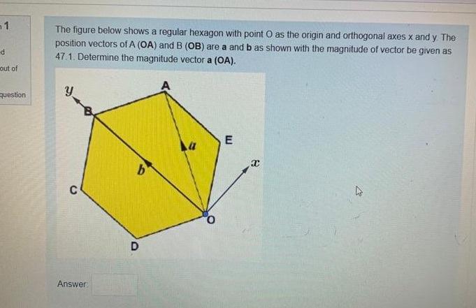 Solved The figure below shows a regular hexagon with point O | Chegg.com