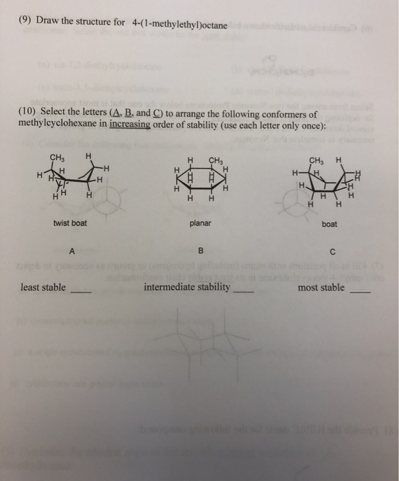 Solved (9) Draw the structure for 4-(1-methylethyl) octane o | Chegg.com