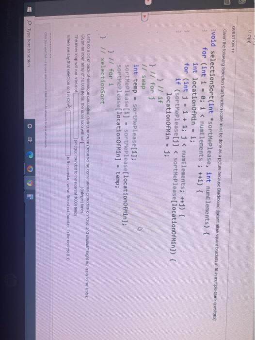 Solved Oy void selectionsort(int *sorteplease, int | Chegg.com