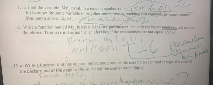 Solved 11. a.) Set the variable, My_ rand, to a random | Chegg.com