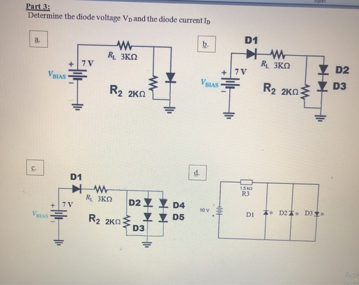 Solved styles Part 3: Determine the diode voltage Vp and the | Chegg.com