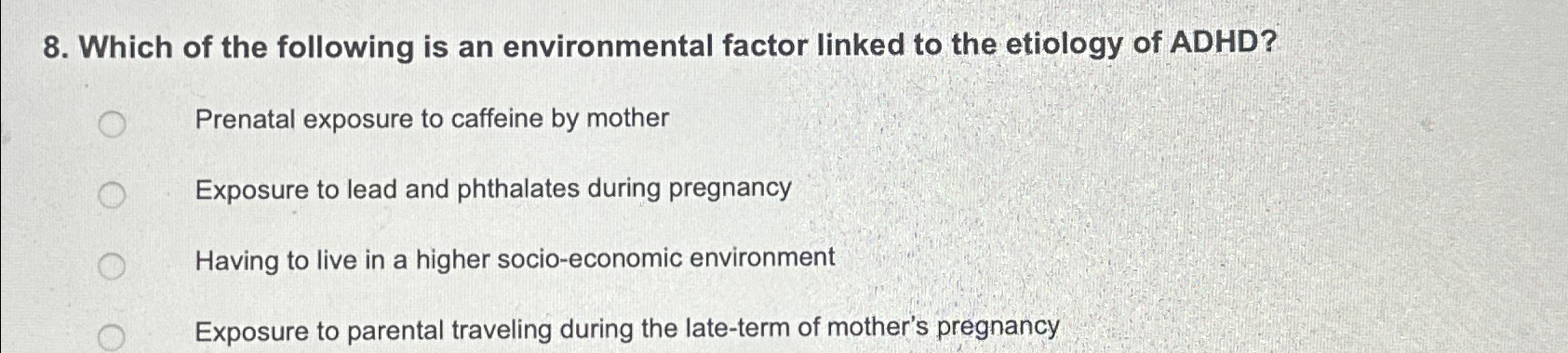 Solved Which of the following is an environmental factor | Chegg.com