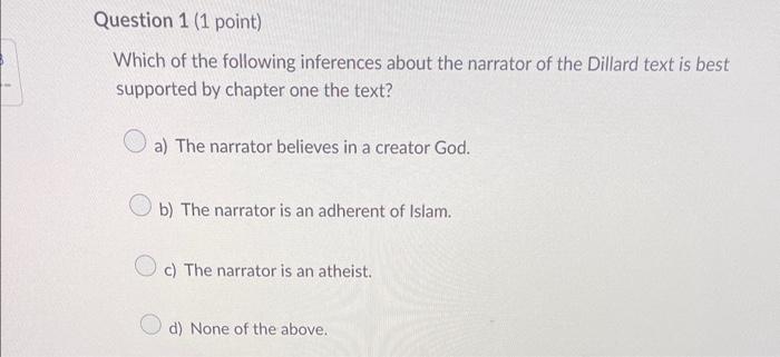 Which of the following inferences about the narrator | Chegg.com