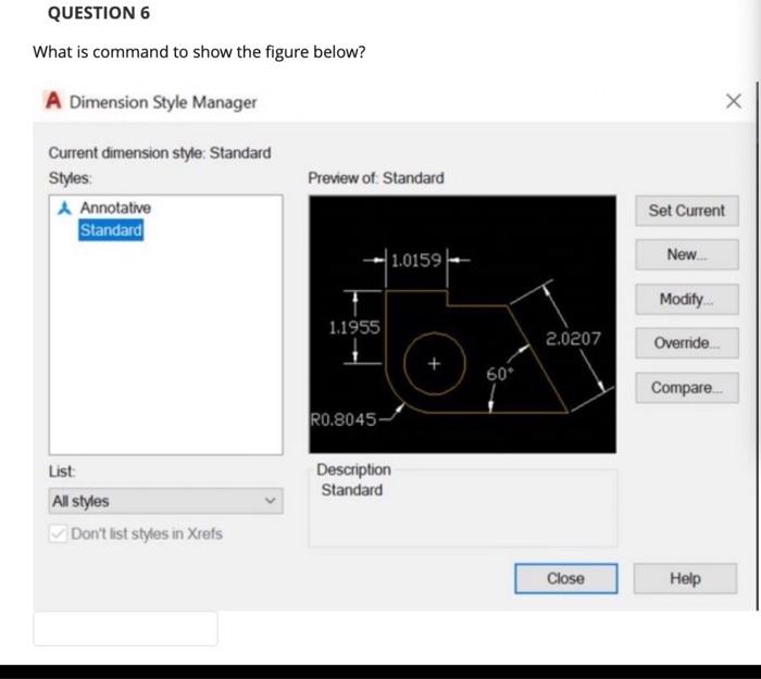 What is command to show the figure below? A Dimension | Chegg.com