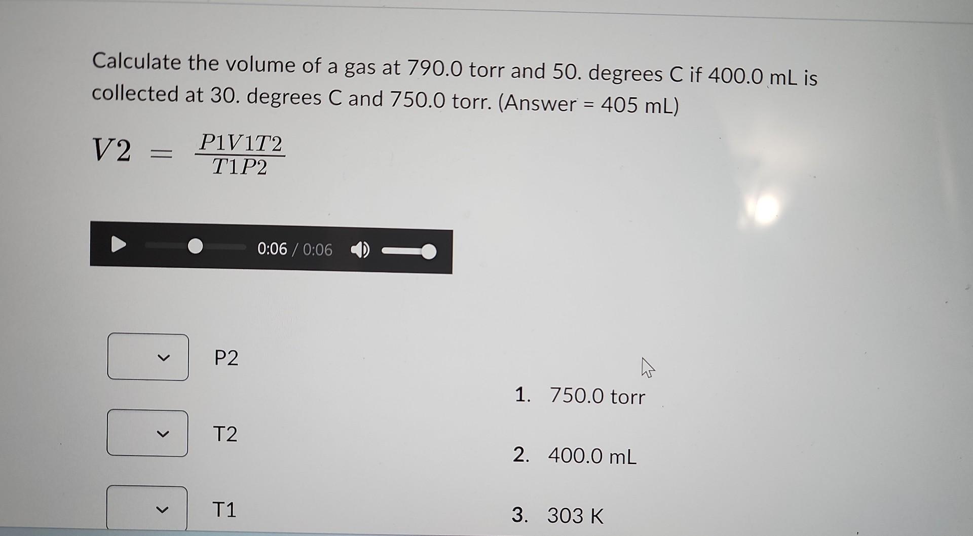 Solved Calculate the volume of a gas at 790.0 torr and 50 . | Chegg.com