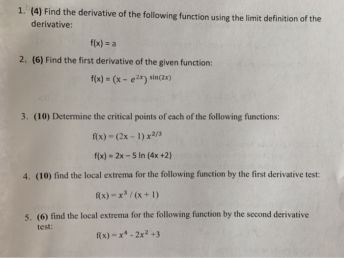 Solved 1. (4) Find the derivative of the following function | Chegg.com