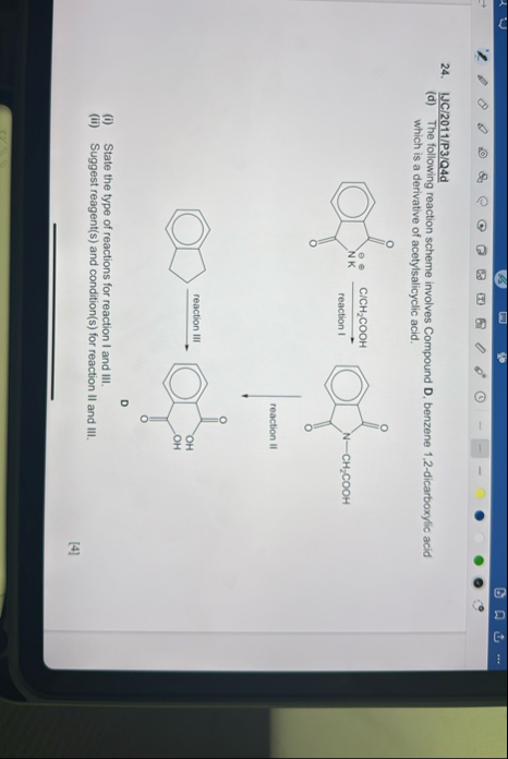 Solved IJC/2011/P3/Q4d(d) ﻿The following reaction scheme | Chegg.com