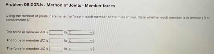 Solved Problem 06.003 - Method of Joints NOTE: This is a | Chegg.com