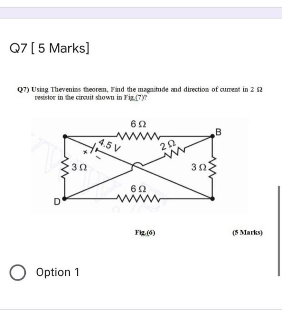Solved Q7 [ 5 Marks] Q7) Using Thevenins theorem, Find the | Chegg.com