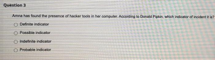 Solved Amna has found the presence of hacker tools in her | Chegg.com