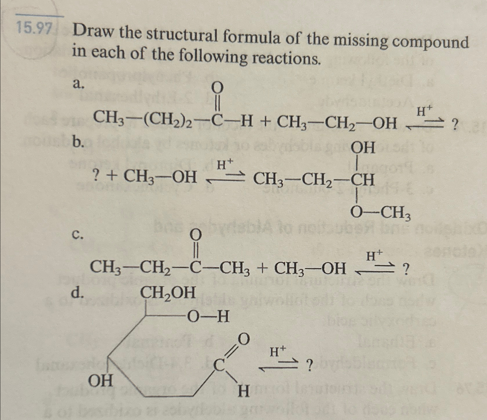 Solved 15.97 ﻿Draw the structural formula of the missing | Chegg.com