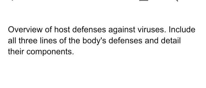 Solved Overview of host defenses against viruses. Include | Chegg.com