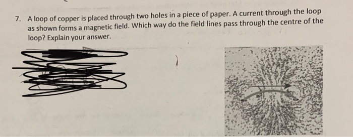 Solved 7. A loop of copper is placed through two holes in a | Chegg.com