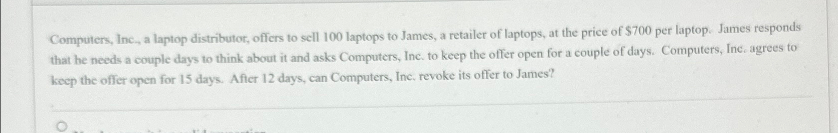 Solved Computers, Inc, a laptop distributor, offers to sell | Chegg.com