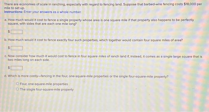 Solved There are economies of scale in ranching, especially | Chegg.com