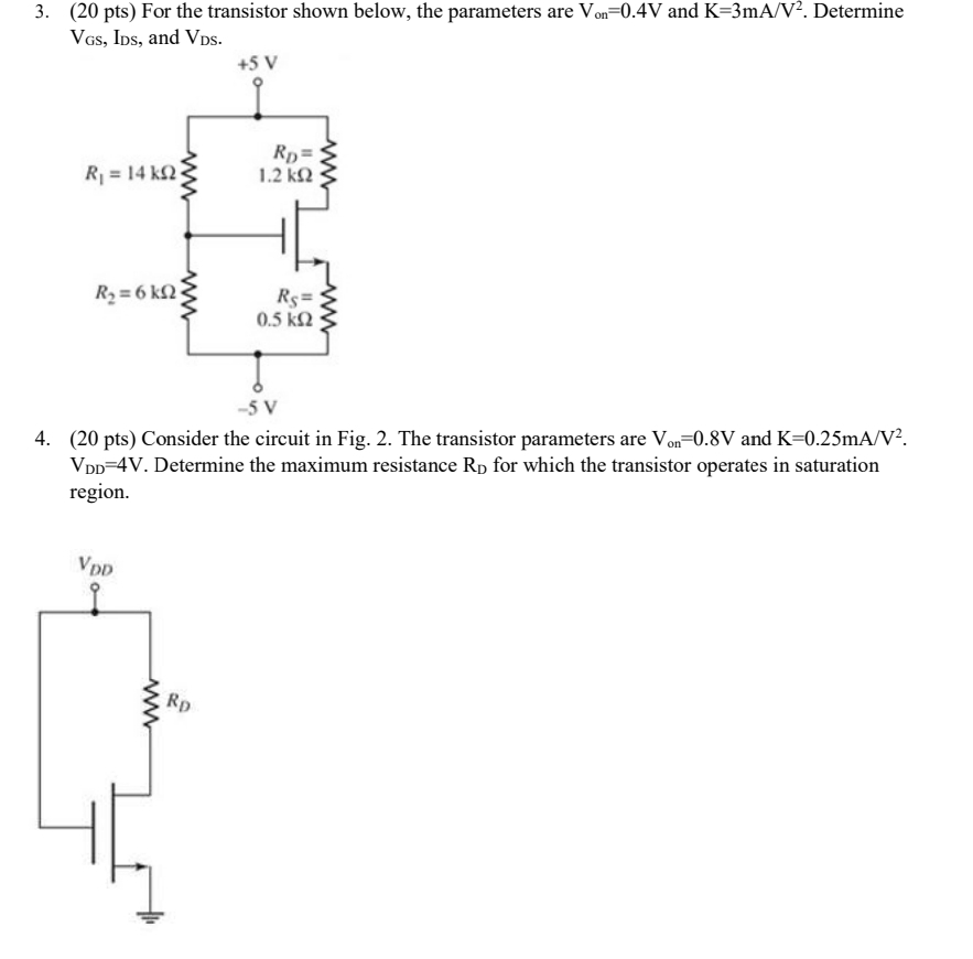 Solved ( 20 ﻿pts ) ﻿For the transistor shown below, the | Chegg.com