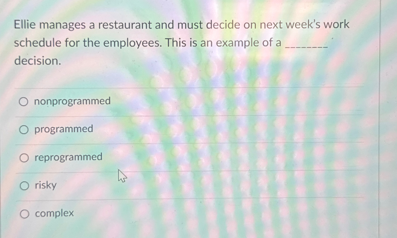Solved Ellie manages a restaurant and must decide on next | Chegg.com