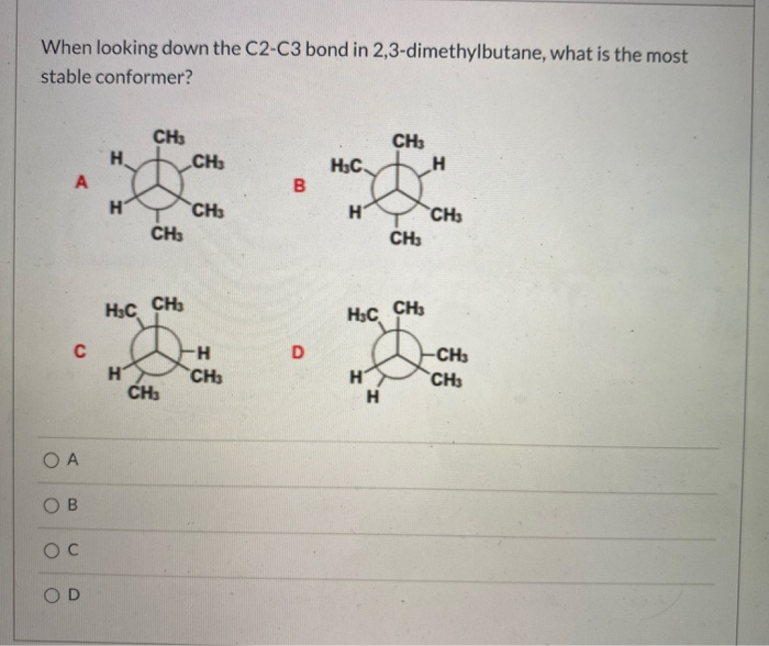 Solved When looking down the C2-C3 bond in | Chegg.com