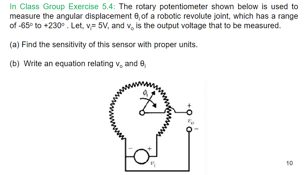 Solved The rotary potentiometer shown below is used | Chegg.com