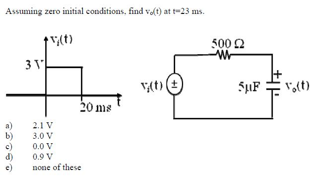 Solved Assuming zero initial conditions, find V0(t) at t = | Chegg.com Solved Assuming zero initial conditions, find V0(t) at t = | Chegg.com
