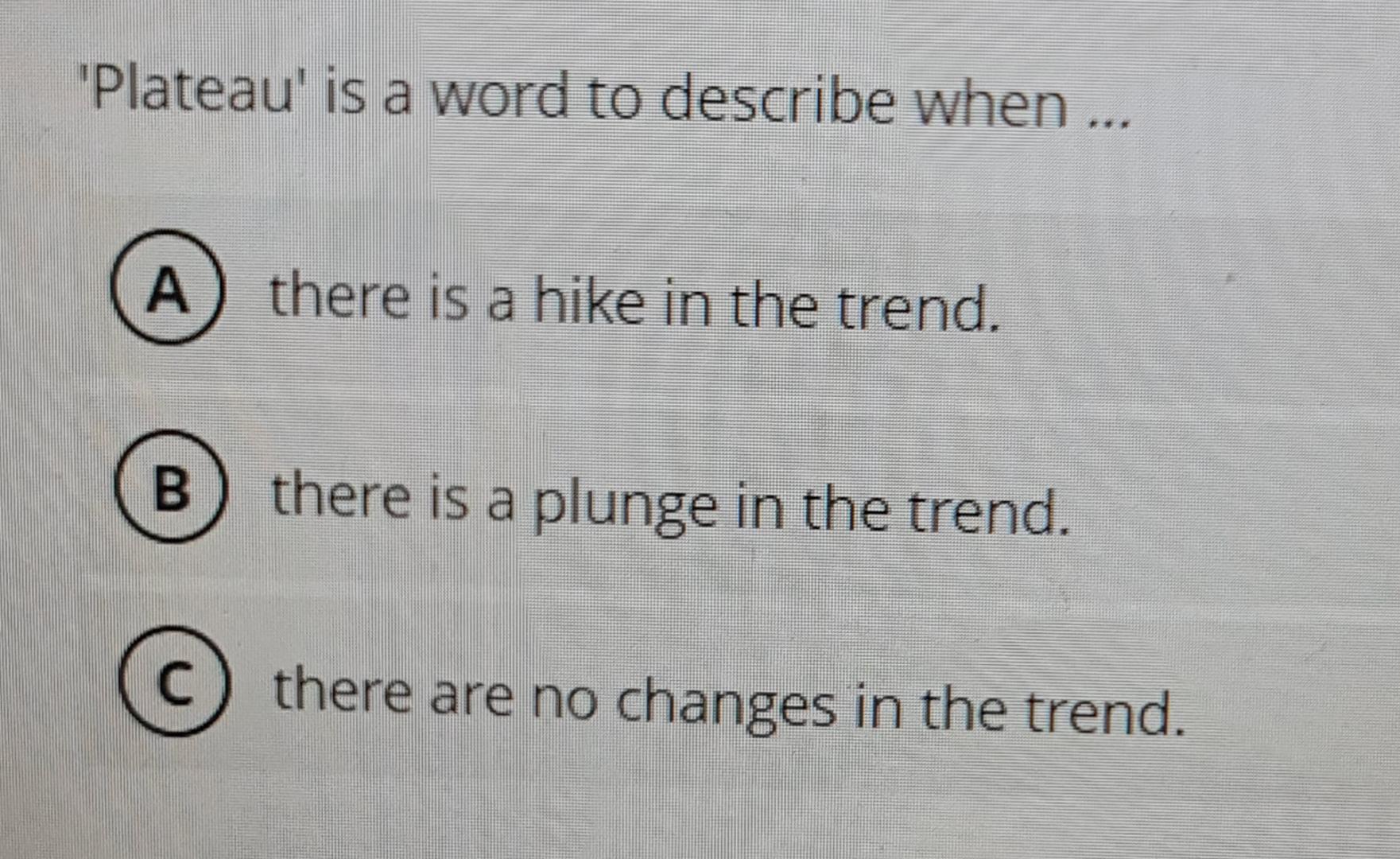 Solved 'Plateau' is a word to describe when ...there is a | Chegg.com