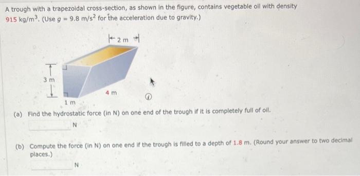 Solved A trough with a trapezoidal cross-section, as shown | Chegg.com