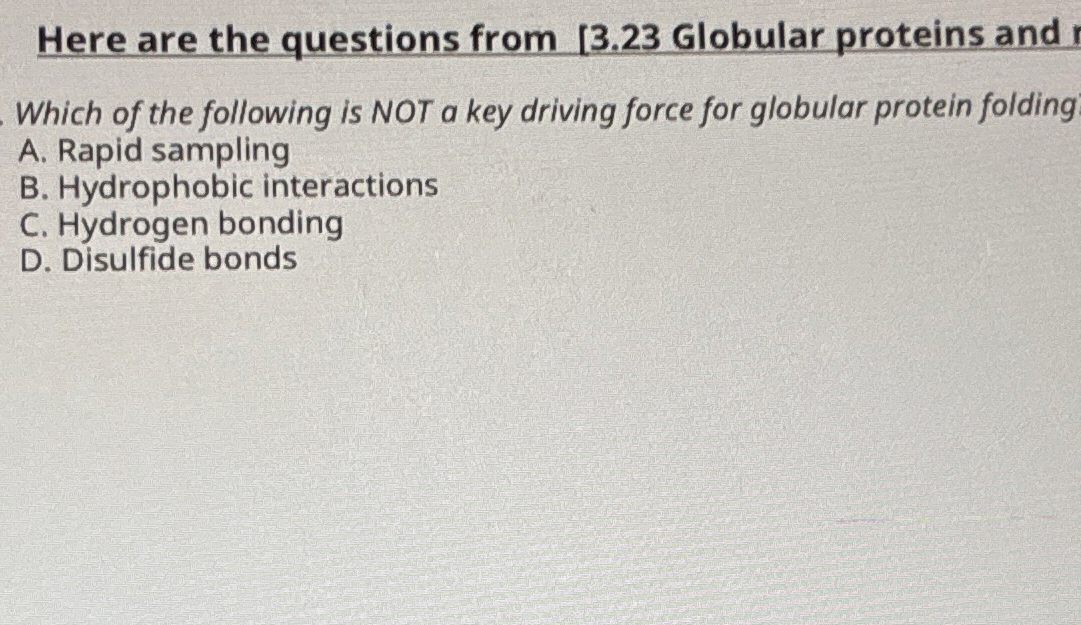 Solved Here are the questions from [3.23 ﻿Globular proteins | Chegg.com