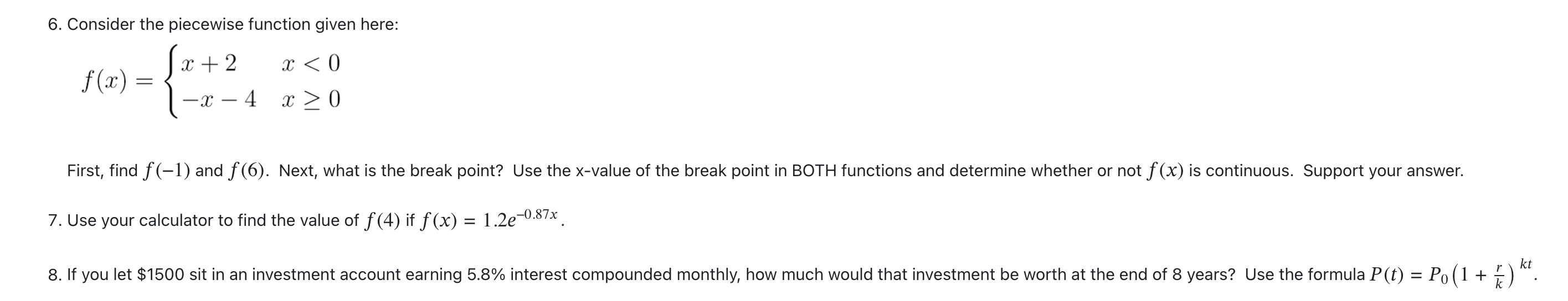 Solved Consider the piecewise function given | Chegg.com
